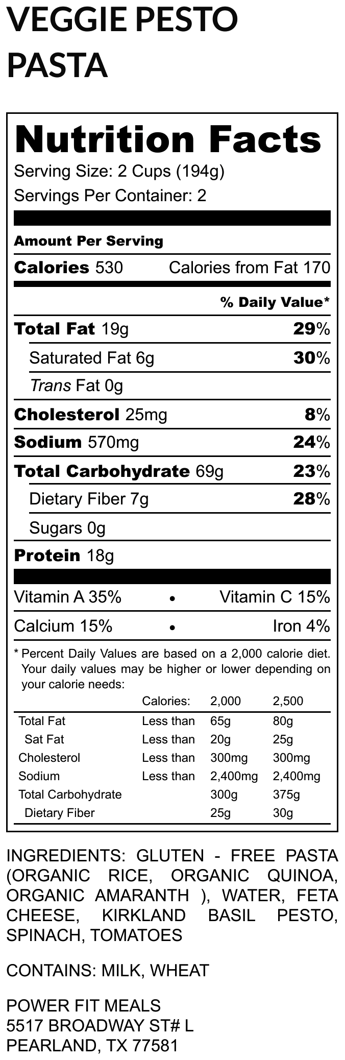 VEGGIE PESTO PASTA (GF) - Power Fit Meals